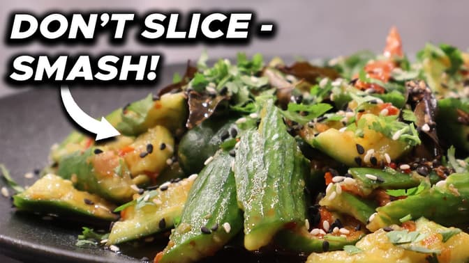 Indian Fusion Smashed Cucumber Salad | Cooking With Anadi